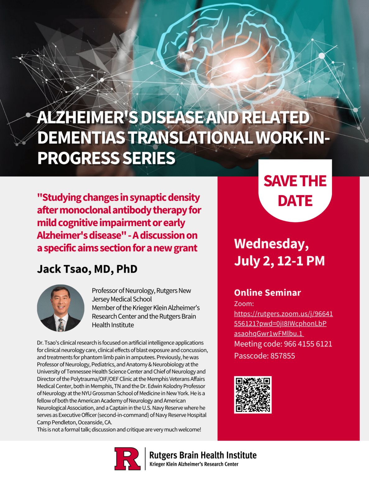 ADRD-TWIP Seminar: Jack Tsao, MD, PhD - BHI